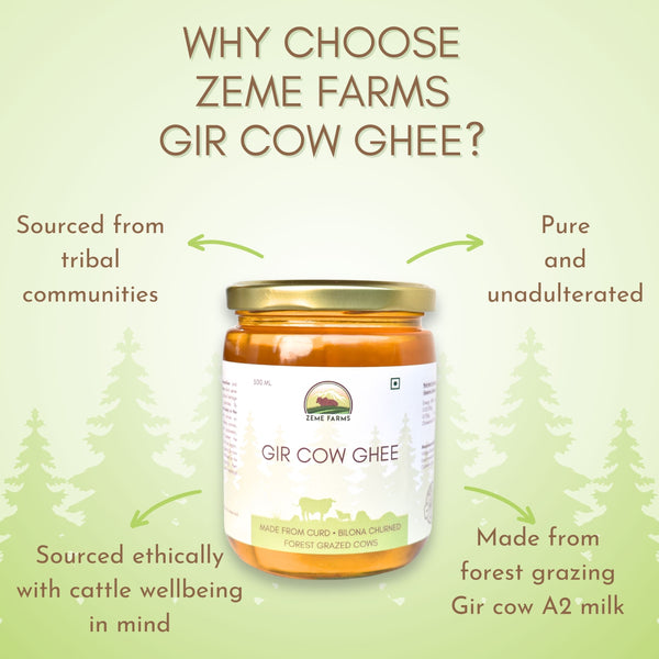 Zeme Farms Forest Gir Cow Ghee | 500 ml | Glass Jar